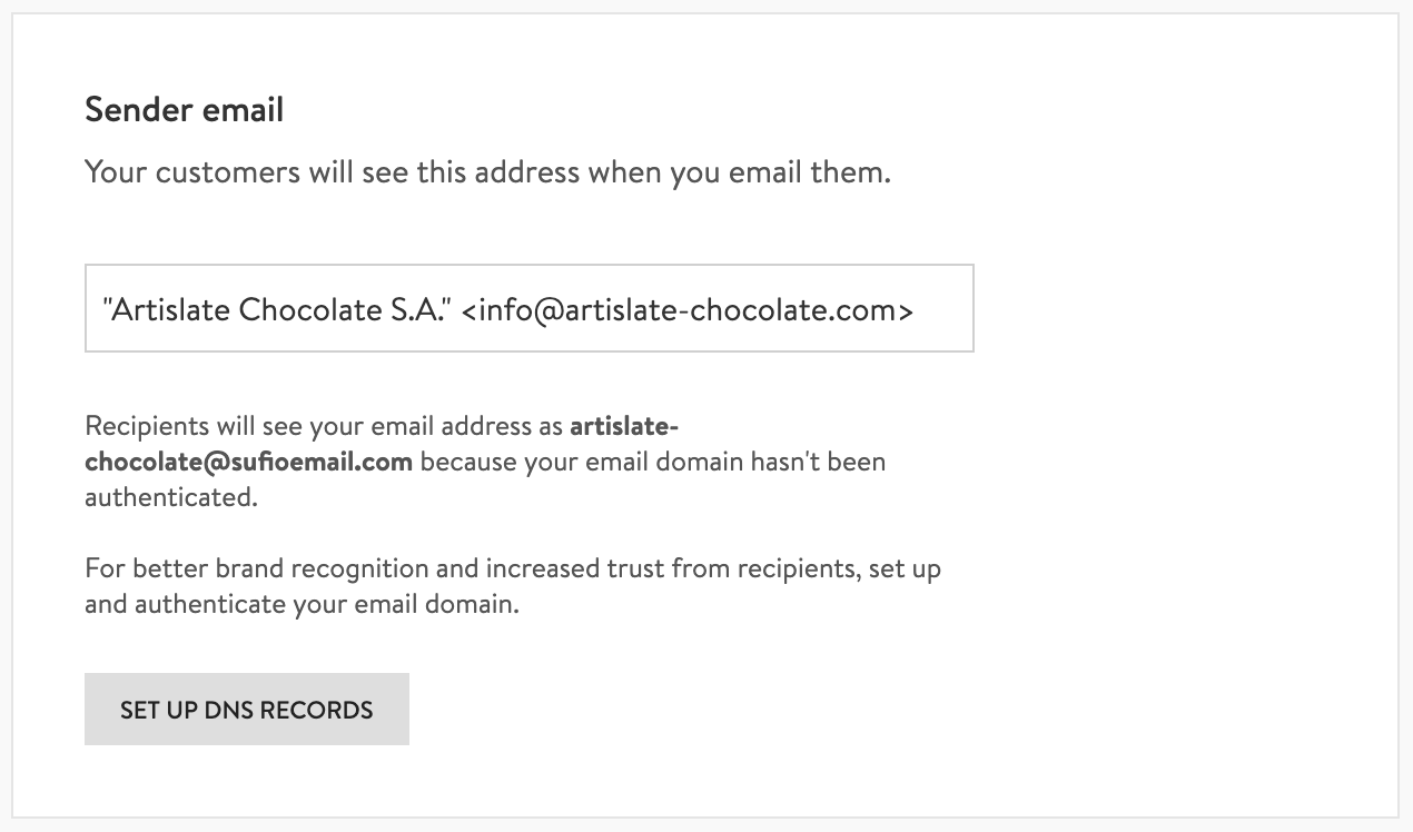 Custom sender email address - Sufio for Shopify