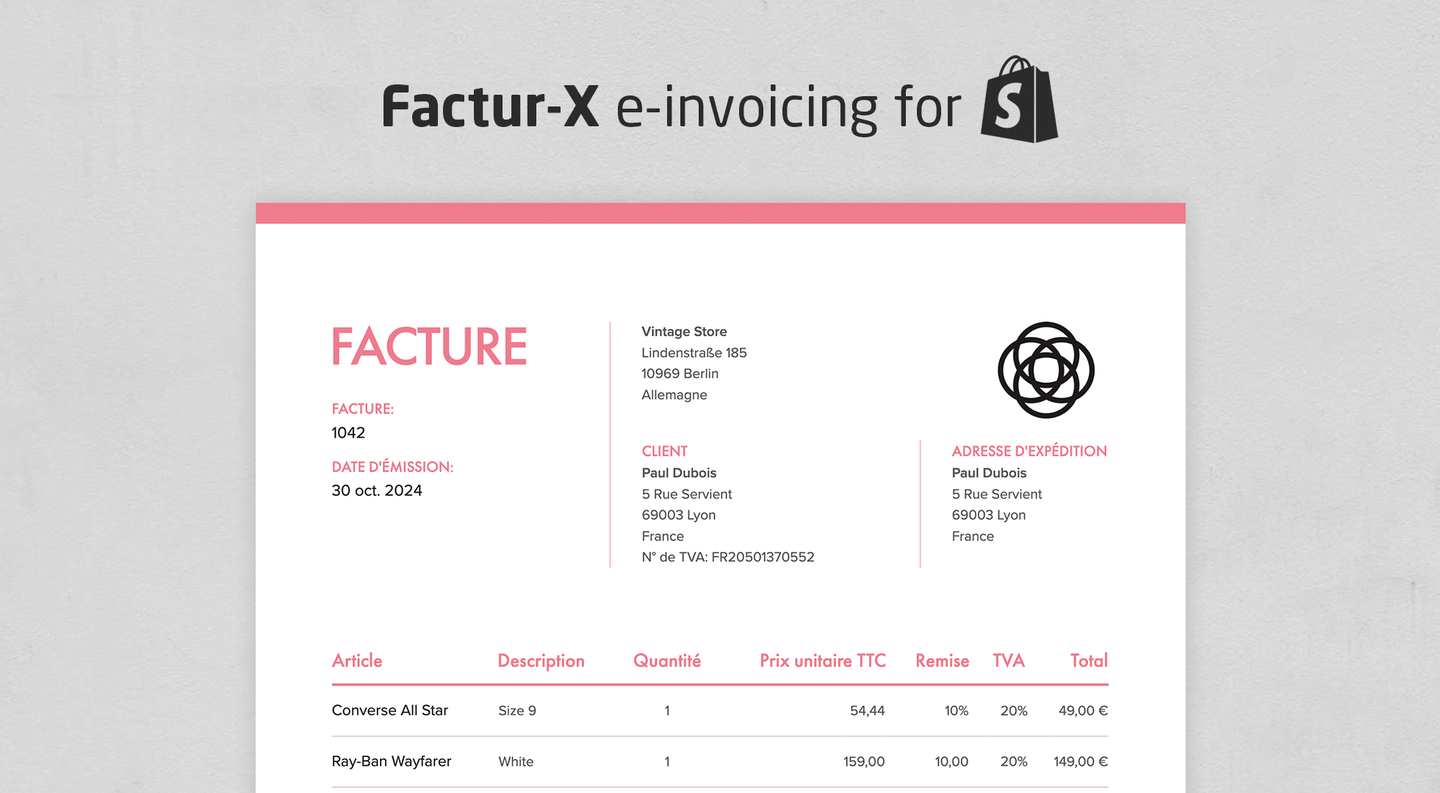 Factur-X e-invoices for Shopify stores in France - Sufio for Shopify