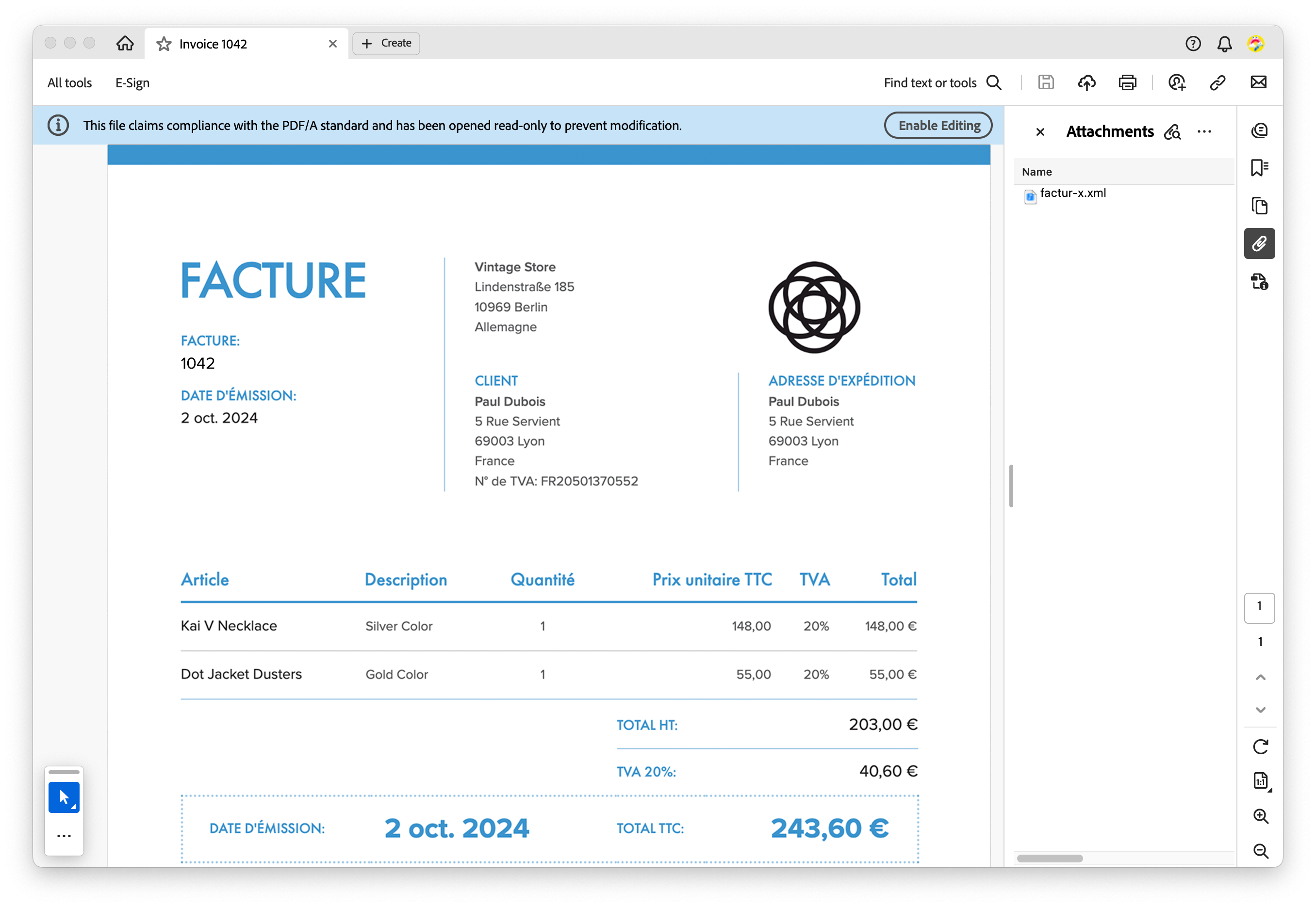 Factur-X e-invoices for Shopify stores in France - Sufio for Shopify