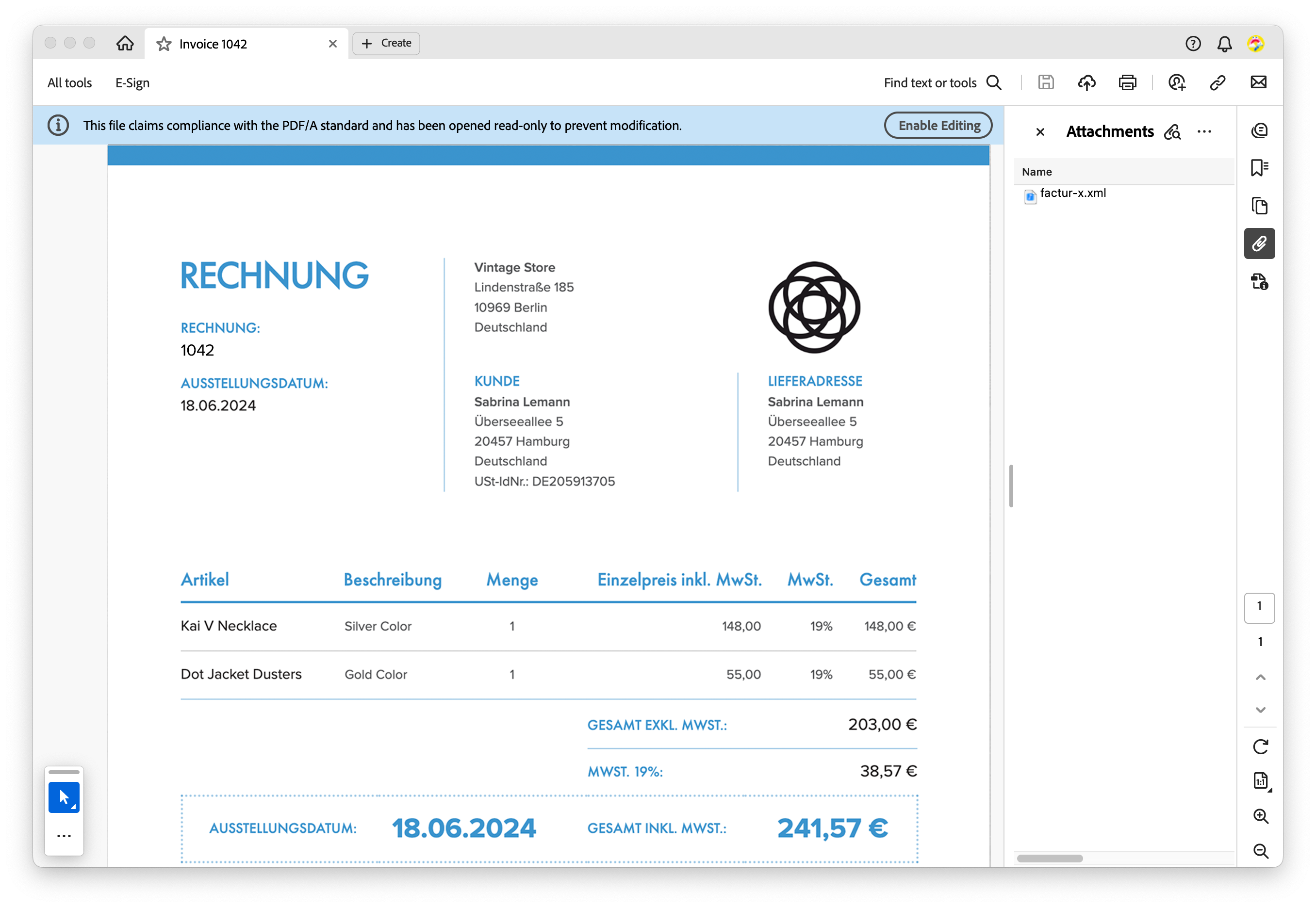 ZUGFeRD e-invoices for Shopify stores in Germany - Sufio for Shopify