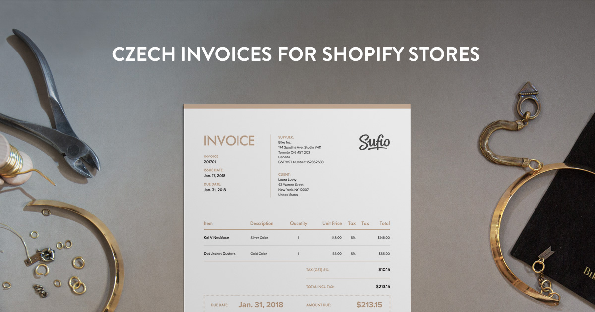 Czech invoices for Shopify stores - Sufio