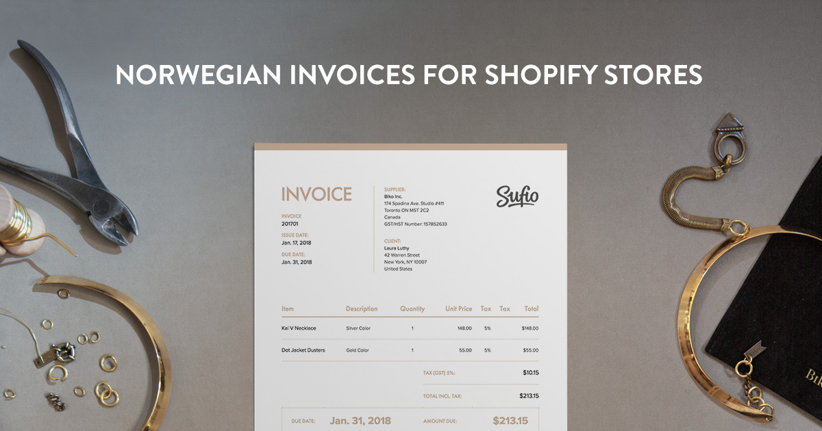 Norwegian invoices for Shopify stores - Sufio